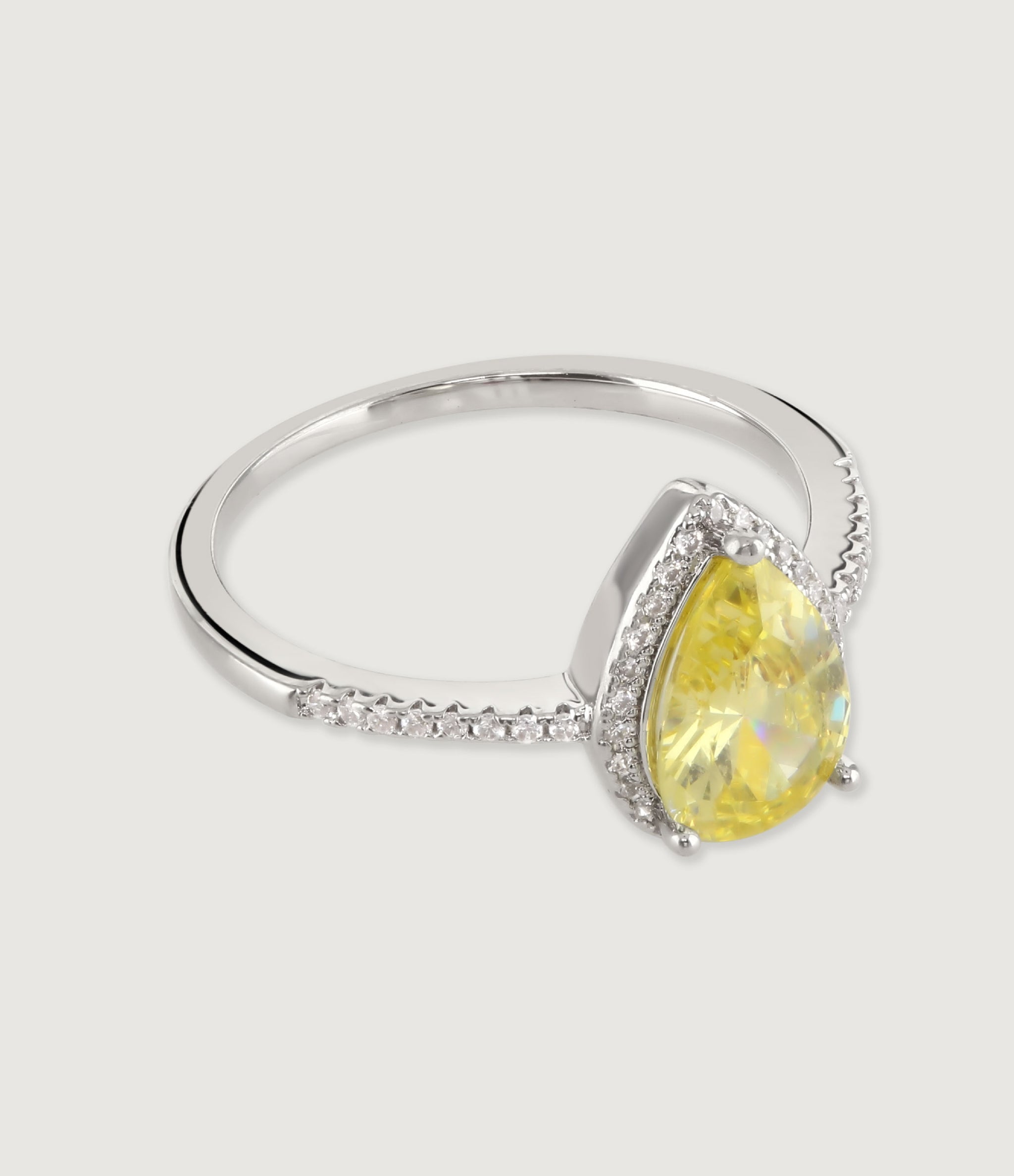 THE CARAT COLLECTION - CANARY SPARKLE PEAR RING | Buckley London